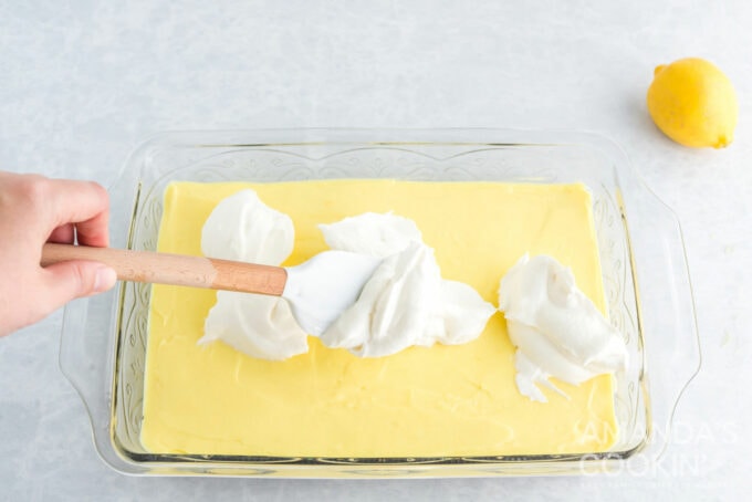 Lemon Cream Cheese Pudding Dessert - Amanda's Cookin' - One Pan