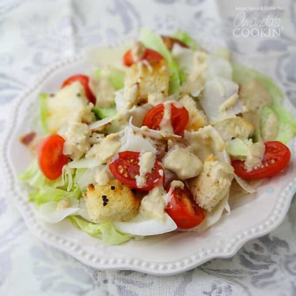 Tomato Caesar Salad: make caesar salad with homemade dressing