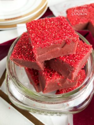 Red Velvet Fudge Recipe: gorgeous red fudge for Valentines, Christmas ...