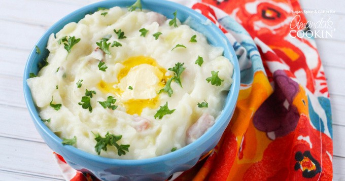Colcannon Mashed Potatoes: Creamy potatoes mixed with ham or bacon