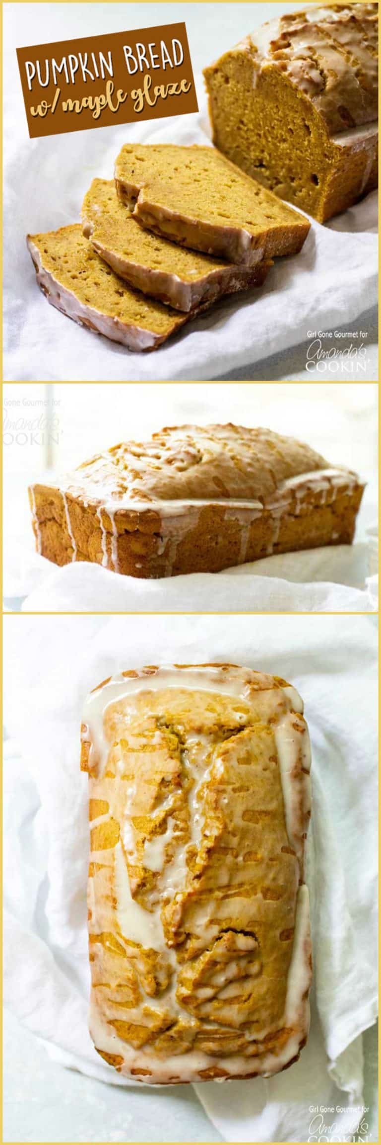 Pumpkin Bread: homemade pumpkin bread with a sweet maple glaze.