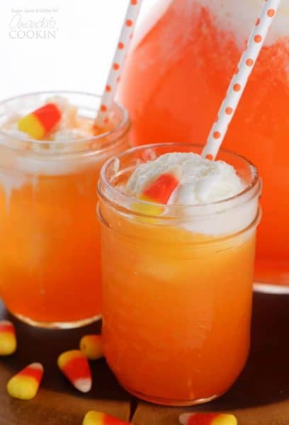 Candy Corn Punch: tropical creamsicle with layers of mango and orange