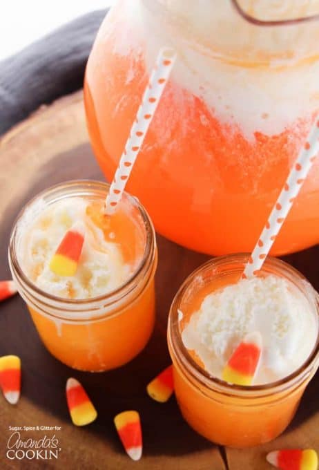 Candy Corn Punch: tropical creamsicle with layers of mango and orange