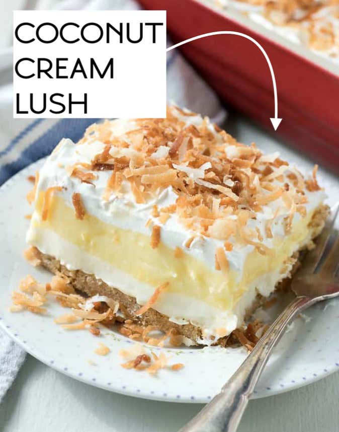 Coconut Cream Lush: an easy, light, and creamy one pan dessert recipe!