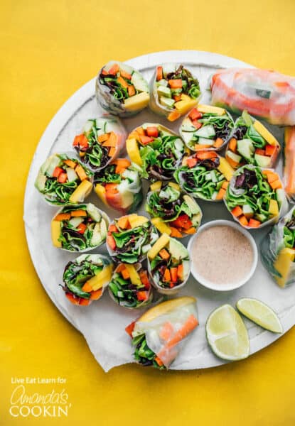 Vegetable Spring Rolls: fresh in-season veggies wrapped in a spring roll