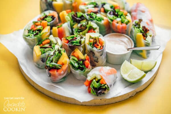 Vegetable Spring Rolls: fresh in-season veggies wrapped in a spring roll