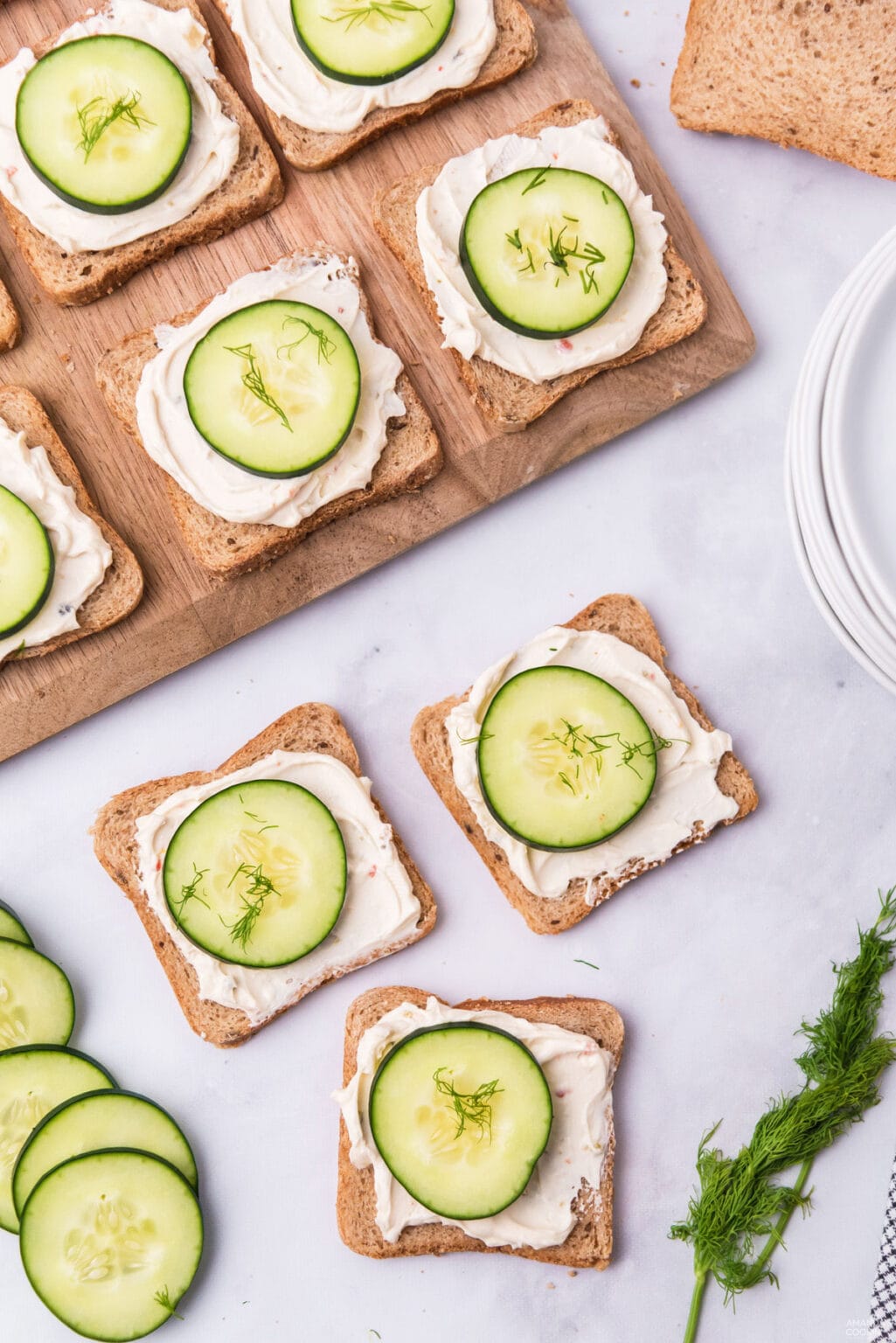 Mini Cucumber Sandwiches - Amanda's Cookin' - Apps & Finger Foods