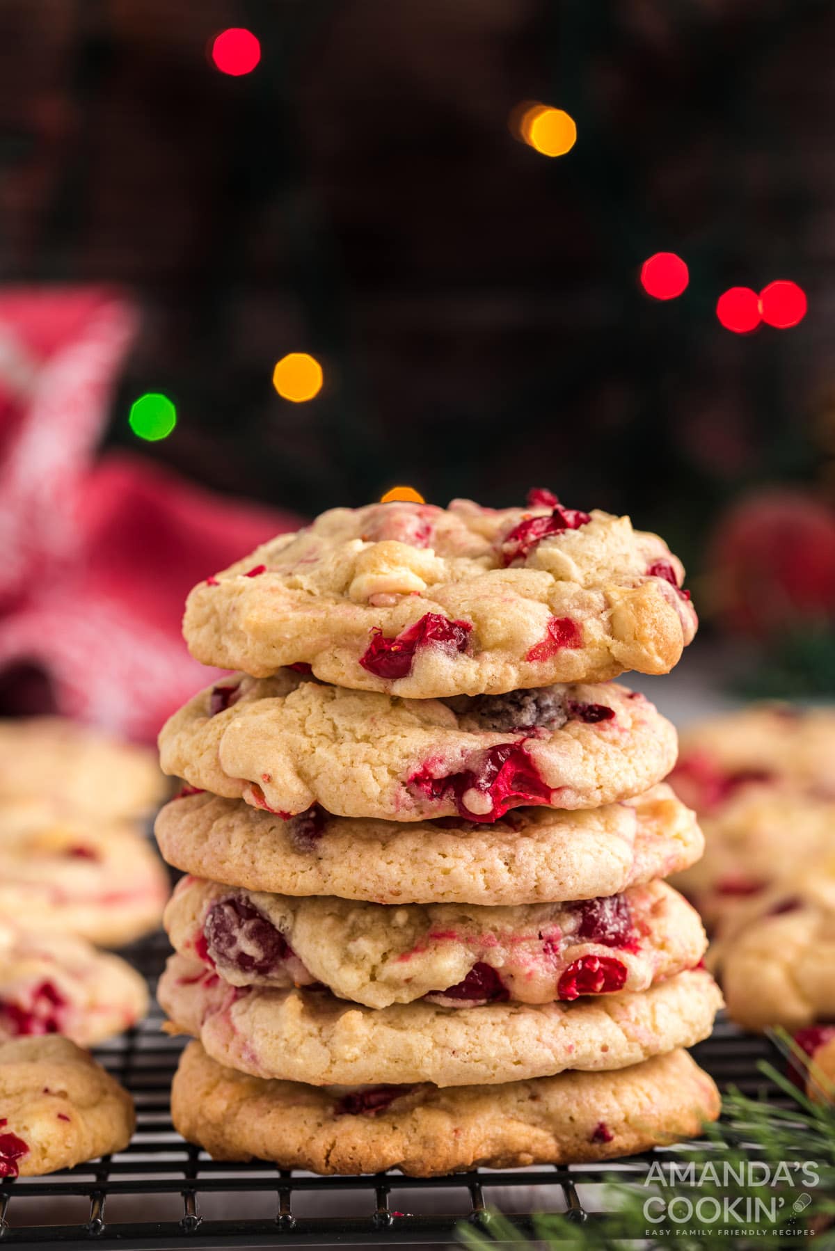 White Chocolate Cranberry Cookies - Amanda's Cookin' - Christmas Cookies