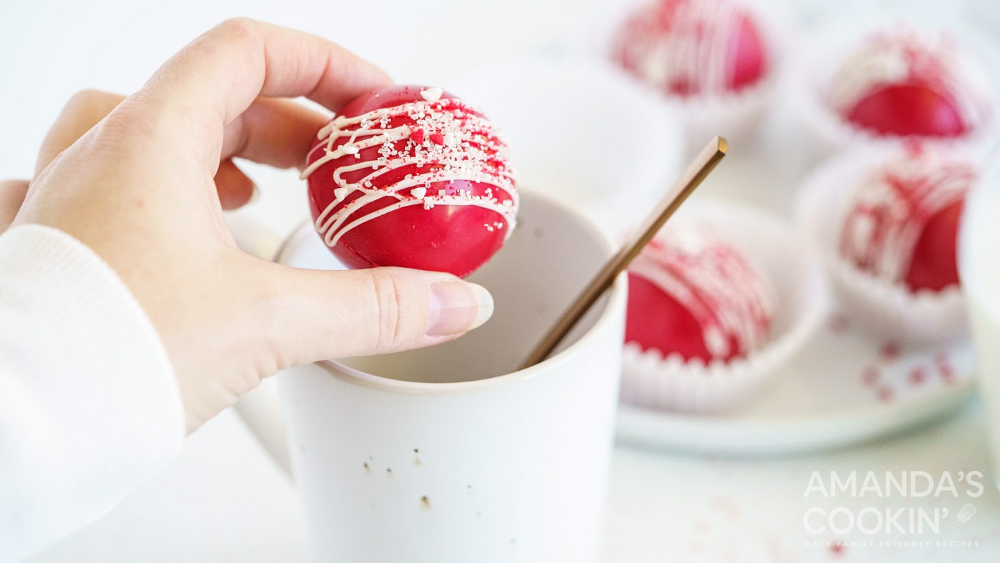 Red Velvet Hot Cocoa Bombs - Amanda's Cookin'