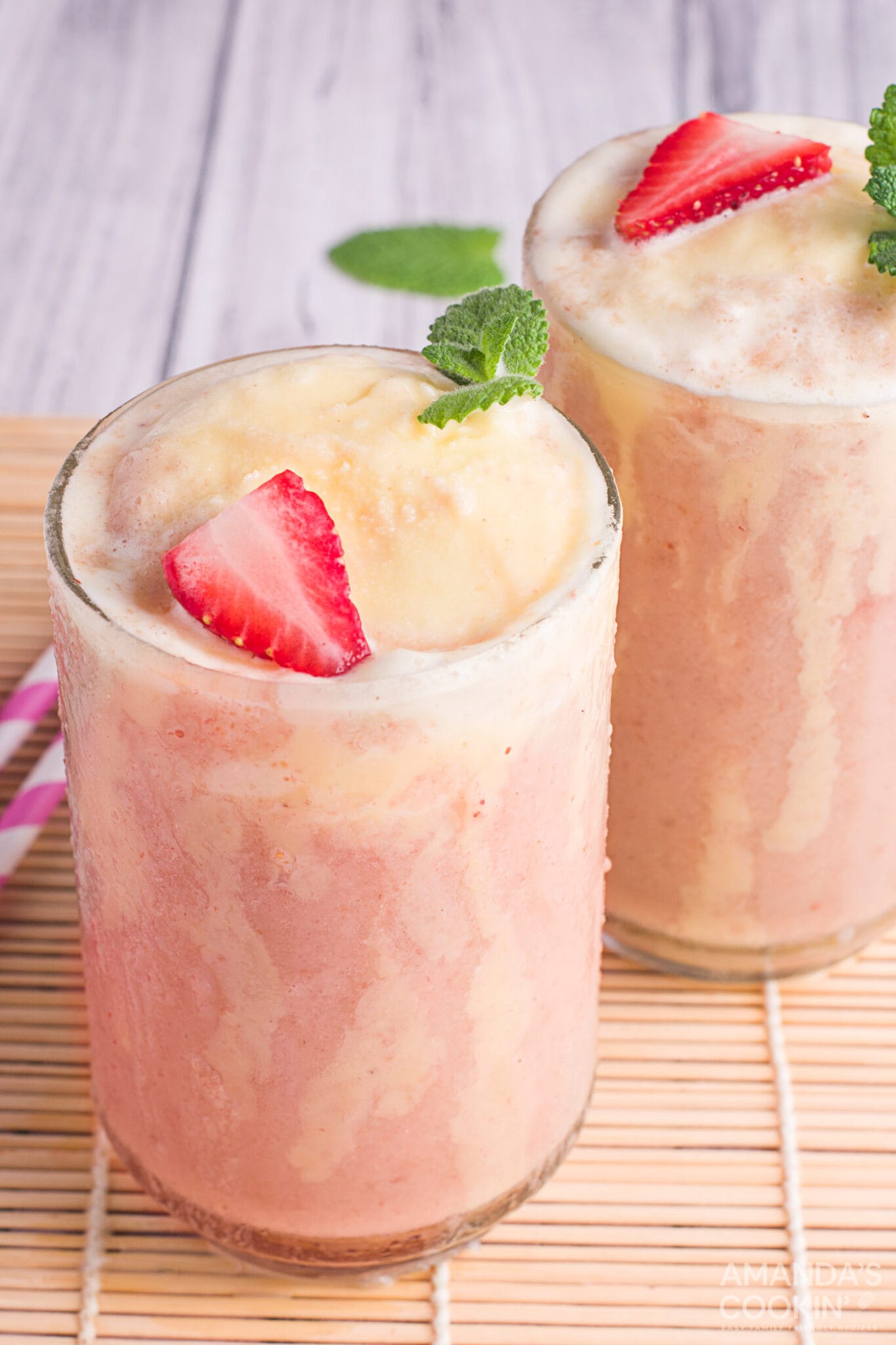 Strawberry Banana Fizzy Float - Amanda's Cookin' - Ice Cream & Frozen ...