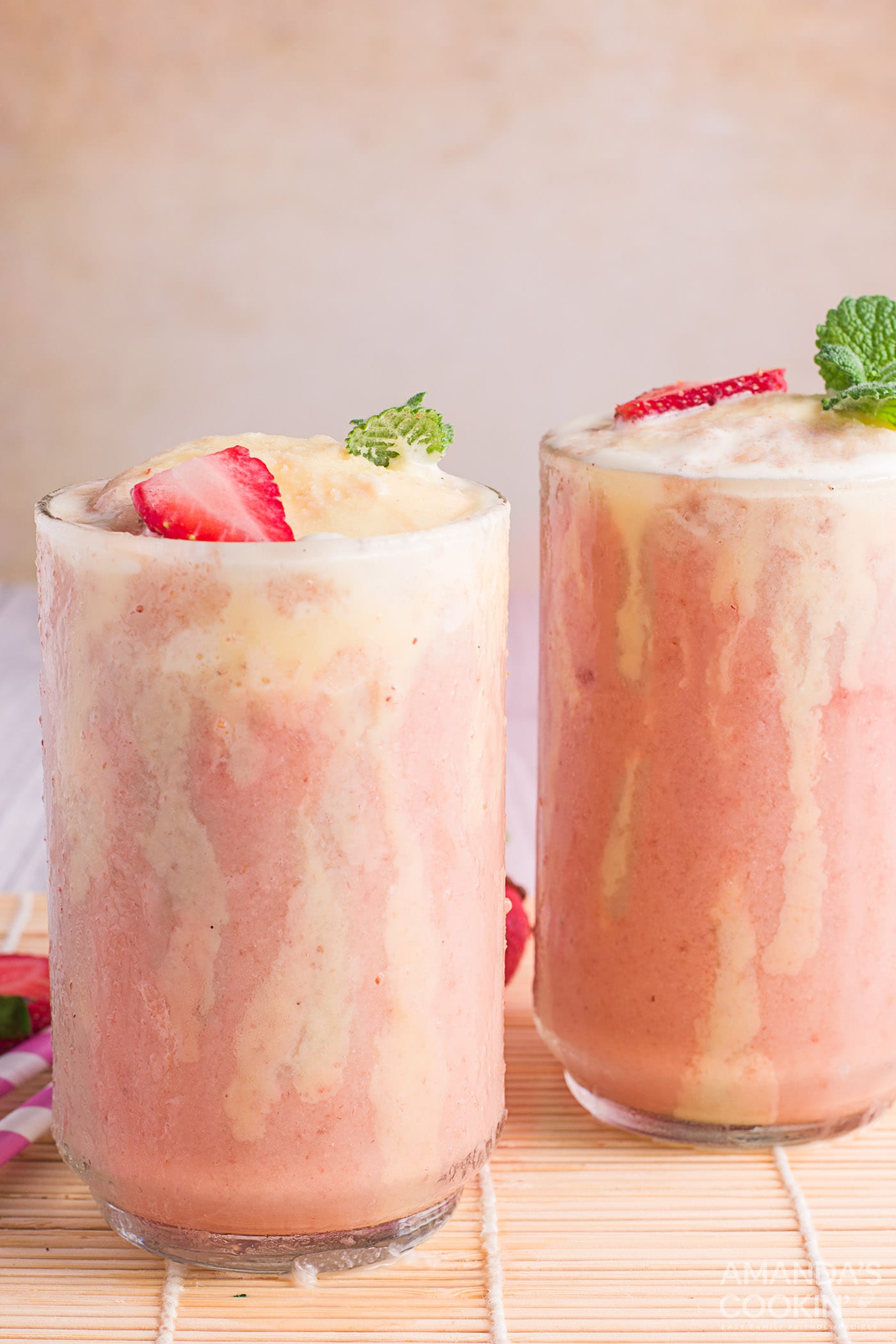 Strawberry Banana Fizzy Float - Amanda's Cookin' - Ice Cream & Frozen ...