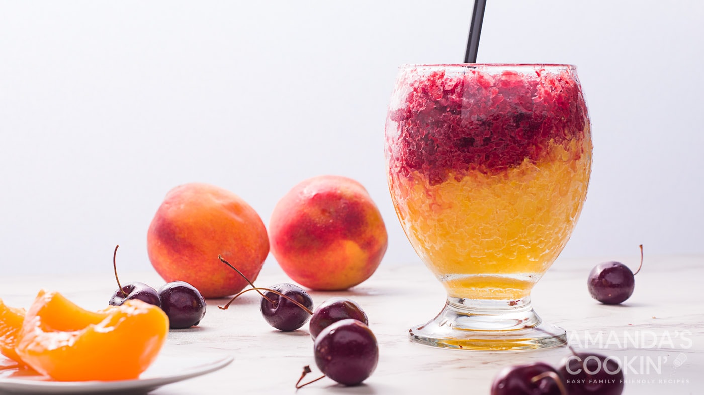 Cherry Peach Slushie - Amanda's Cookin'