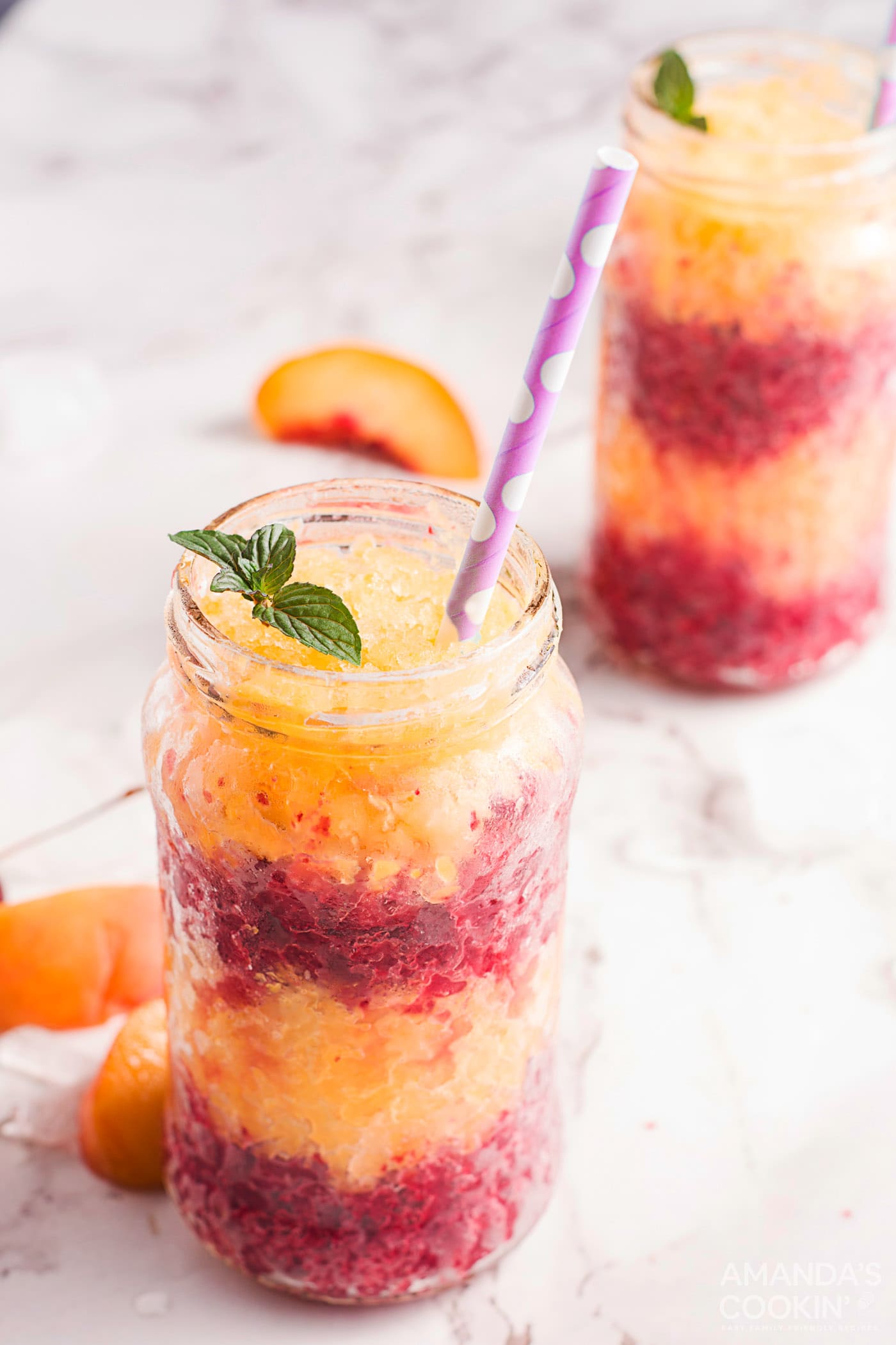 Cherry Peach Slushie - Amanda's Cookin'