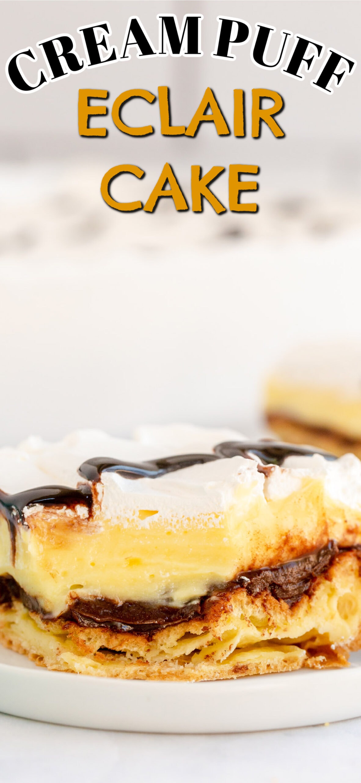 Cream Puff Chocolate Eclair Cake - Amanda's Cookin' - Cake & Cupcakes