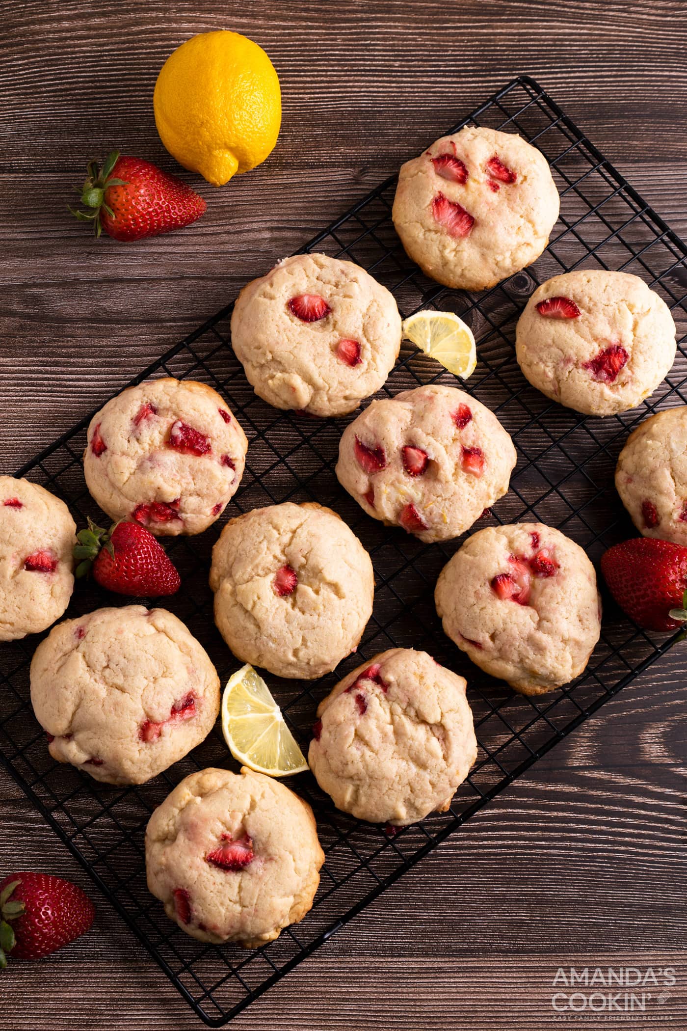 Strawberry Lemonade Cookies - Amanda's Cookin' - Cookies, Brownies, & Bars