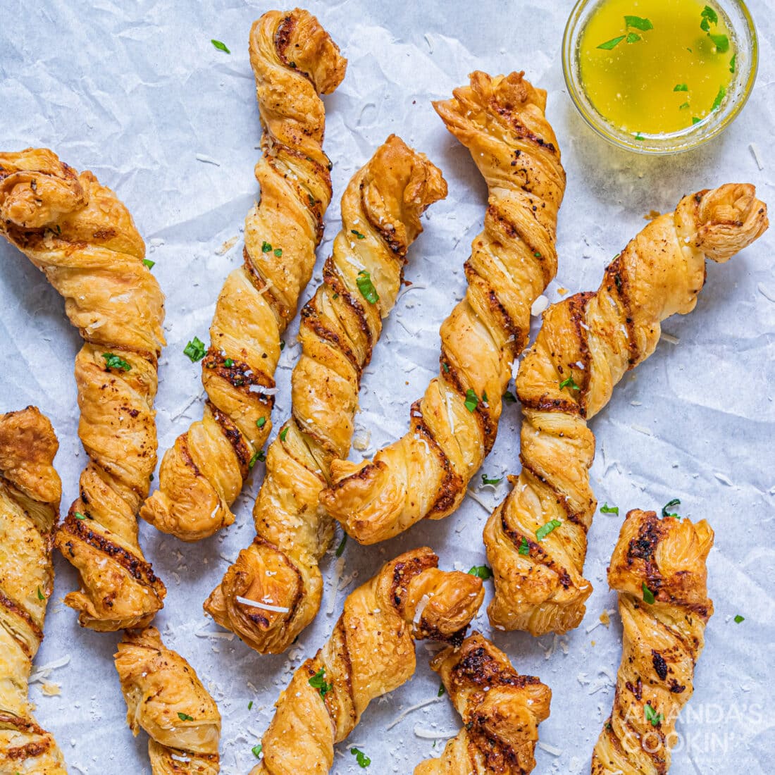 Air Fryer Garlic Parmesan Twists - Amanda's Cookin' - Air Fryer Recipes