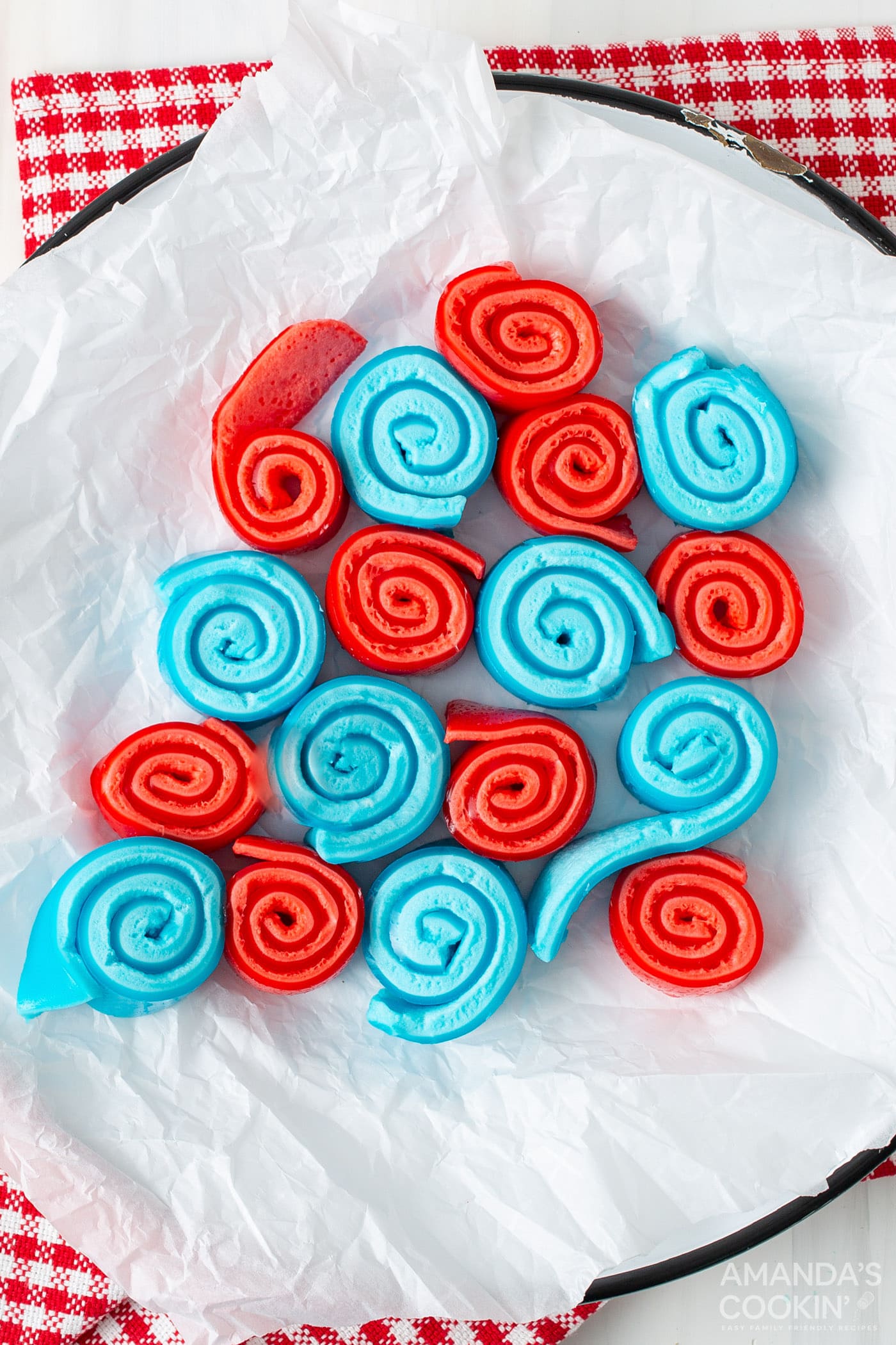 Jello Roll Ups - Amanda's Cookin' - Patriotic