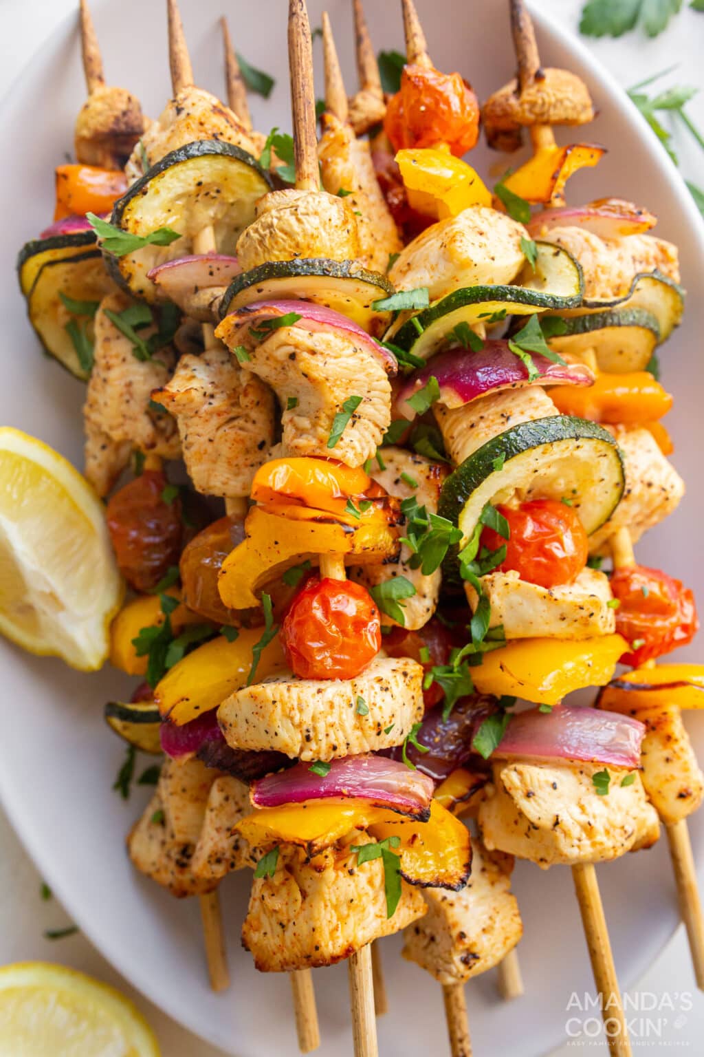 Air Fryer Chicken Kabobs - Amanda's Cookin' - Air Fryer Recipes