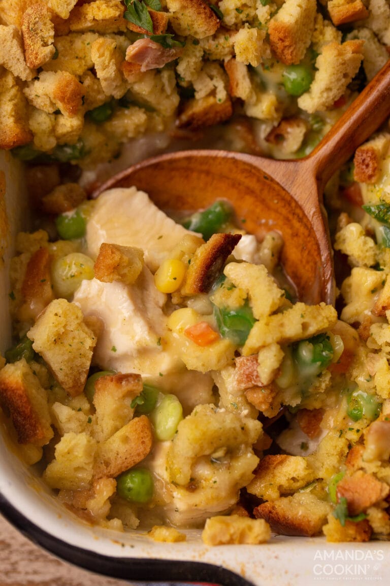 Chicken Stuffing Casserole - Amanda's Cookin' - Casseroles