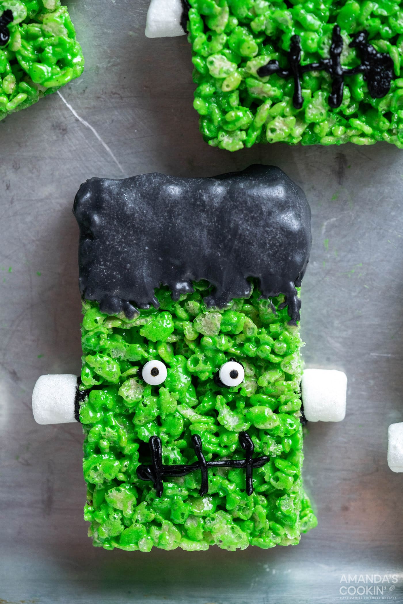 Frankenstein Rice Krispie Treats - Amanda's Cookin' - Halloween