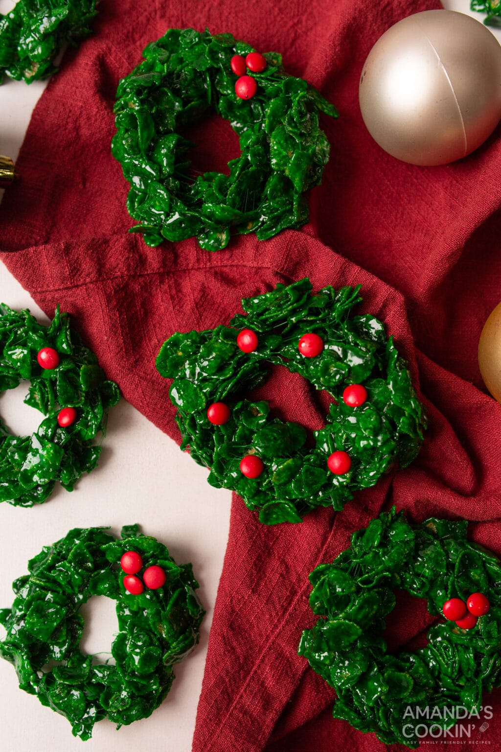 Cornflake Christmas Wreaths - Amanda's Cookin' - Christmas Cookies
