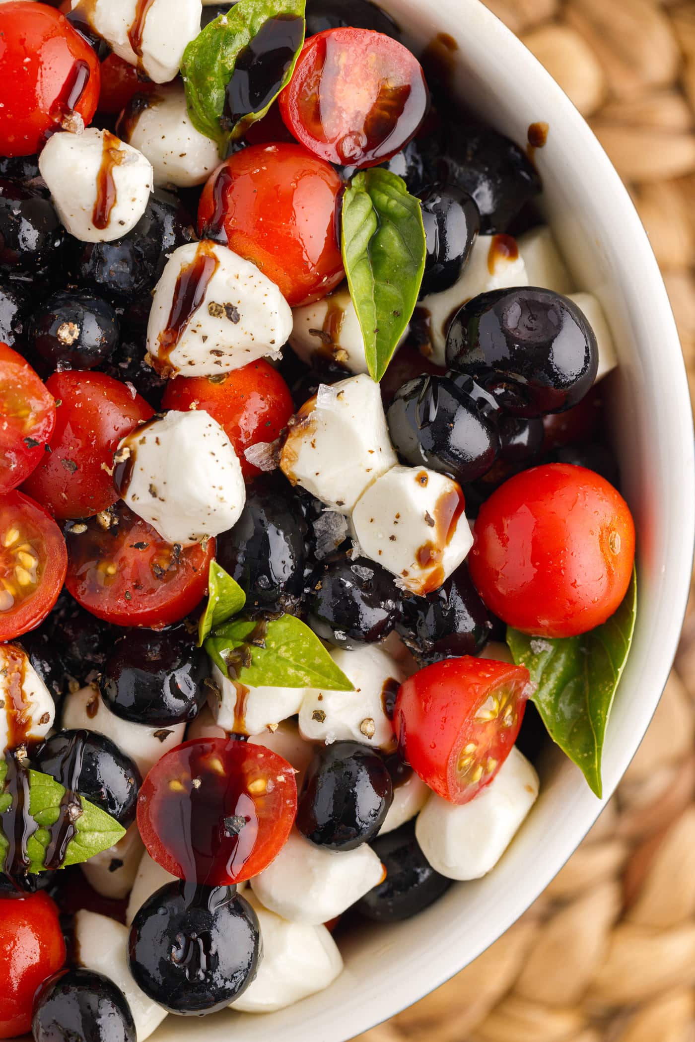Red, White & Blue Caprese Salad - Amanda's Cookin' - Patriotic