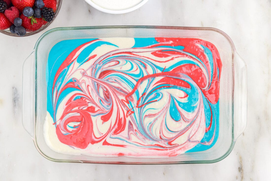 Red White and Blue Marble Cake - Amanda's Cookin' - Patriotic
