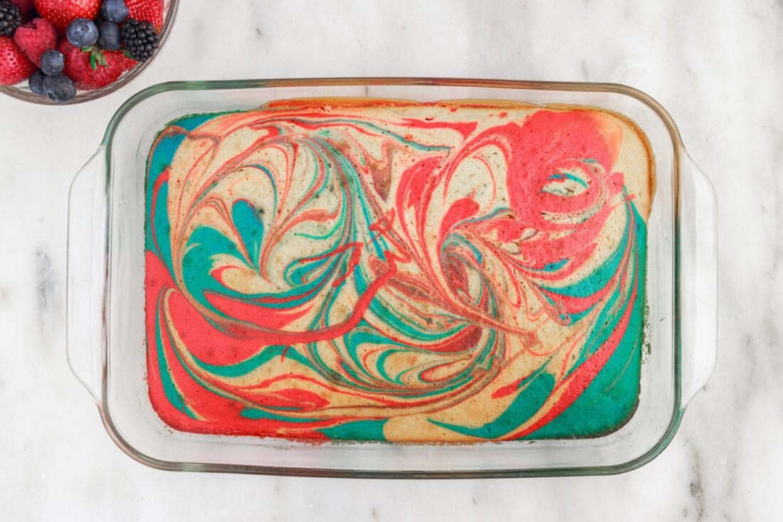 Red White and Blue Marble Cake - Amanda's Cookin' - Patriotic