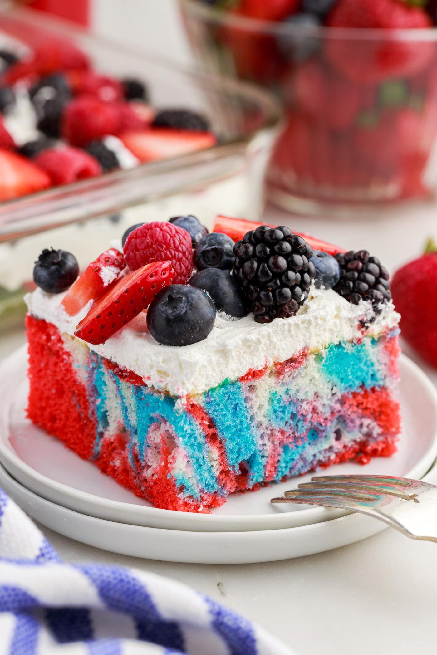Red White and Blue Marble Cake - Amanda's Cookin' - Patriotic