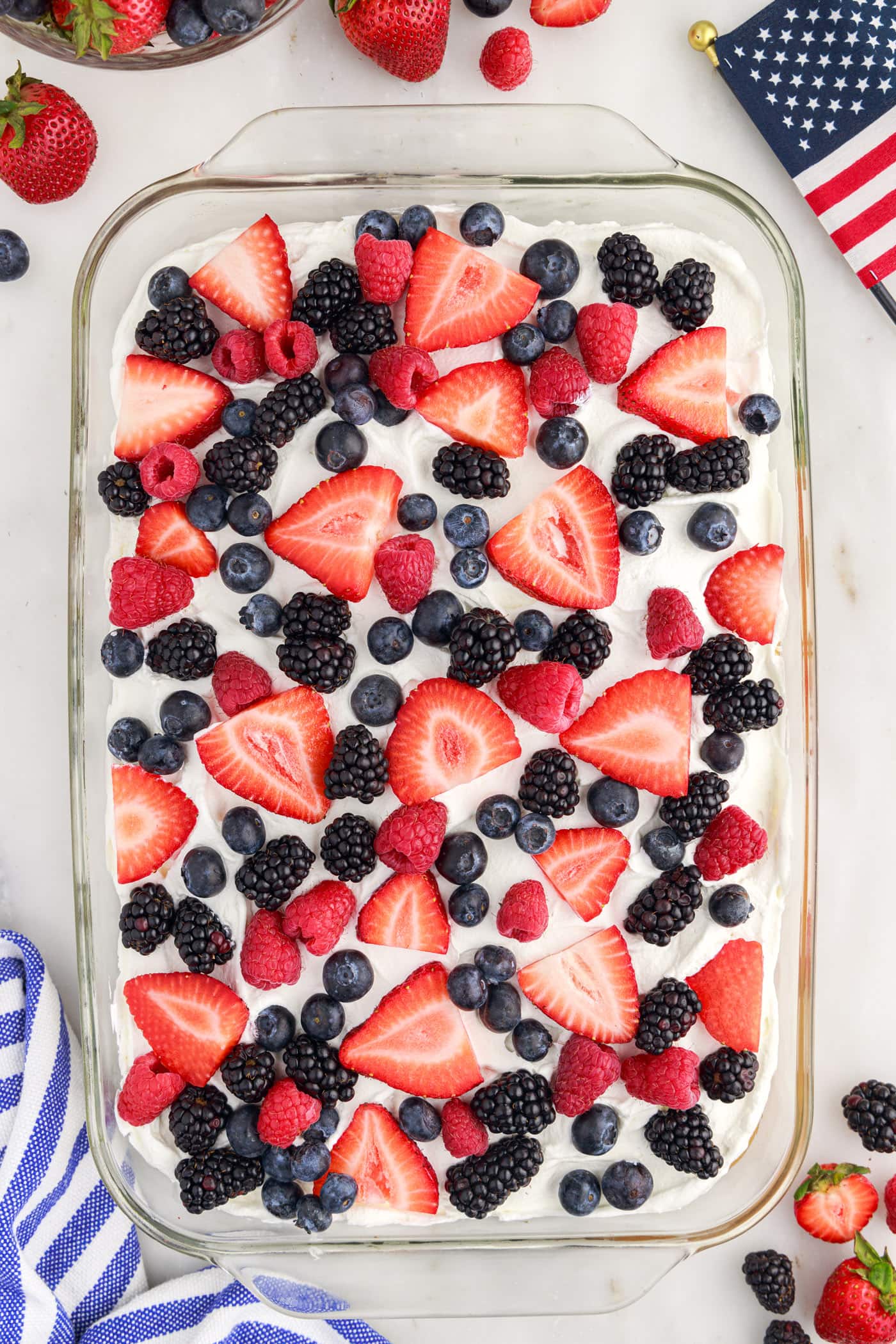 Red White and Blue Marble Cake - Amanda's Cookin' - Patriotic