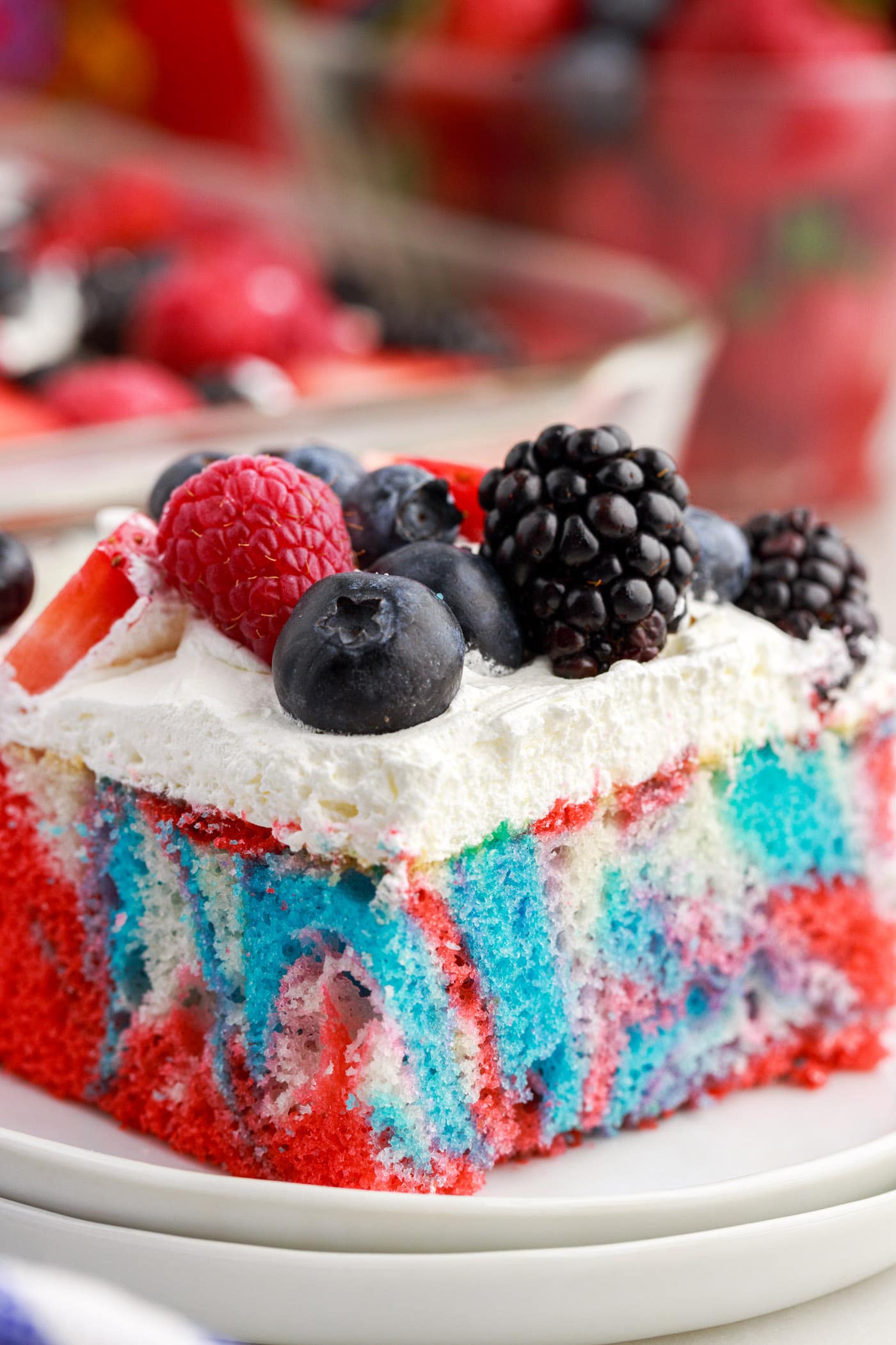 Red White and Blue Marble Cake - Amanda's Cookin' - Patriotic