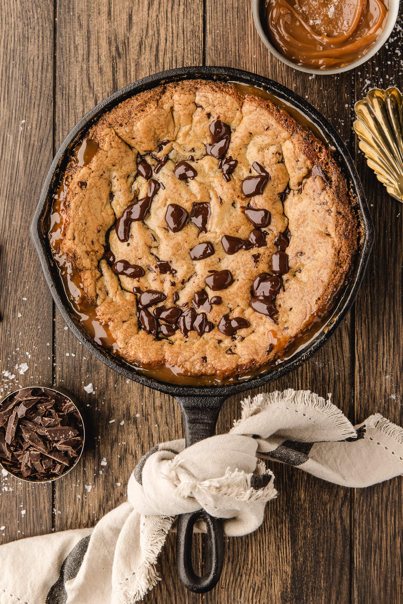 Chocolate Chip Caramel Skillet Cookie - Amanda's Cookin' - Cookies ...