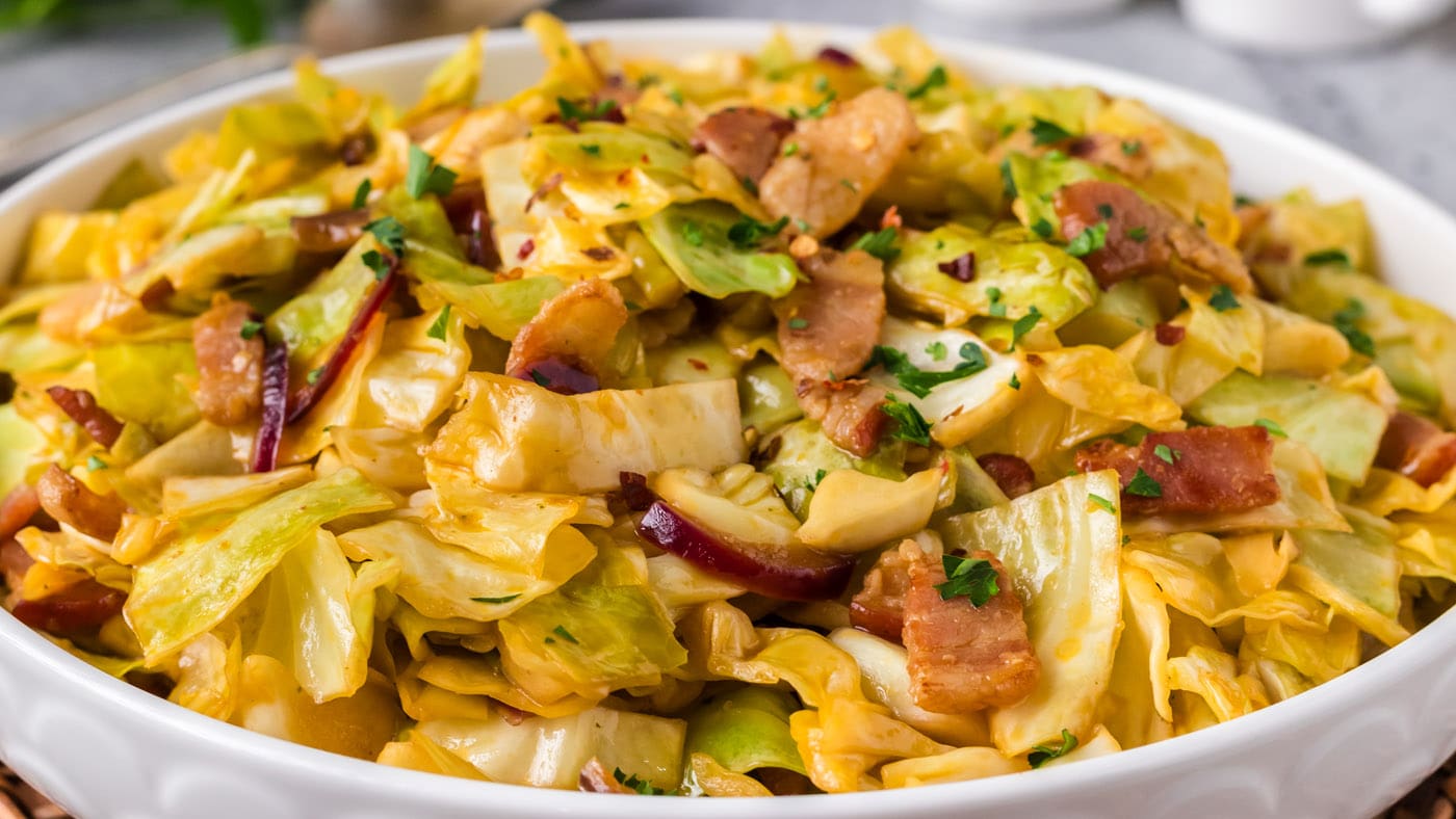 Spicy Fried Cabbage - Amanda's Cookin' - Vegetables
