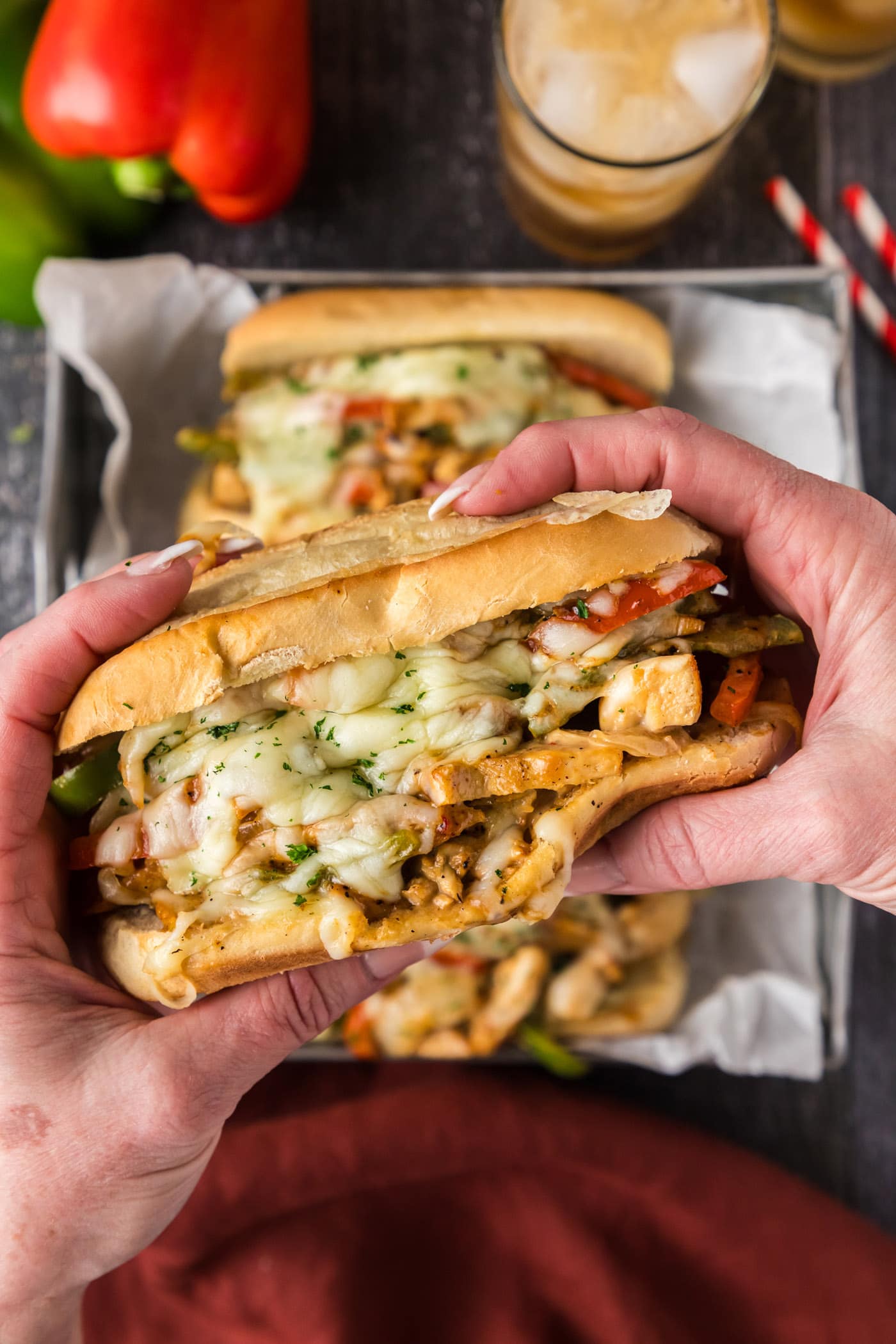 Chicken Philly Cheesesteak - Amanda's Cookin' - Dinner Sandwiches