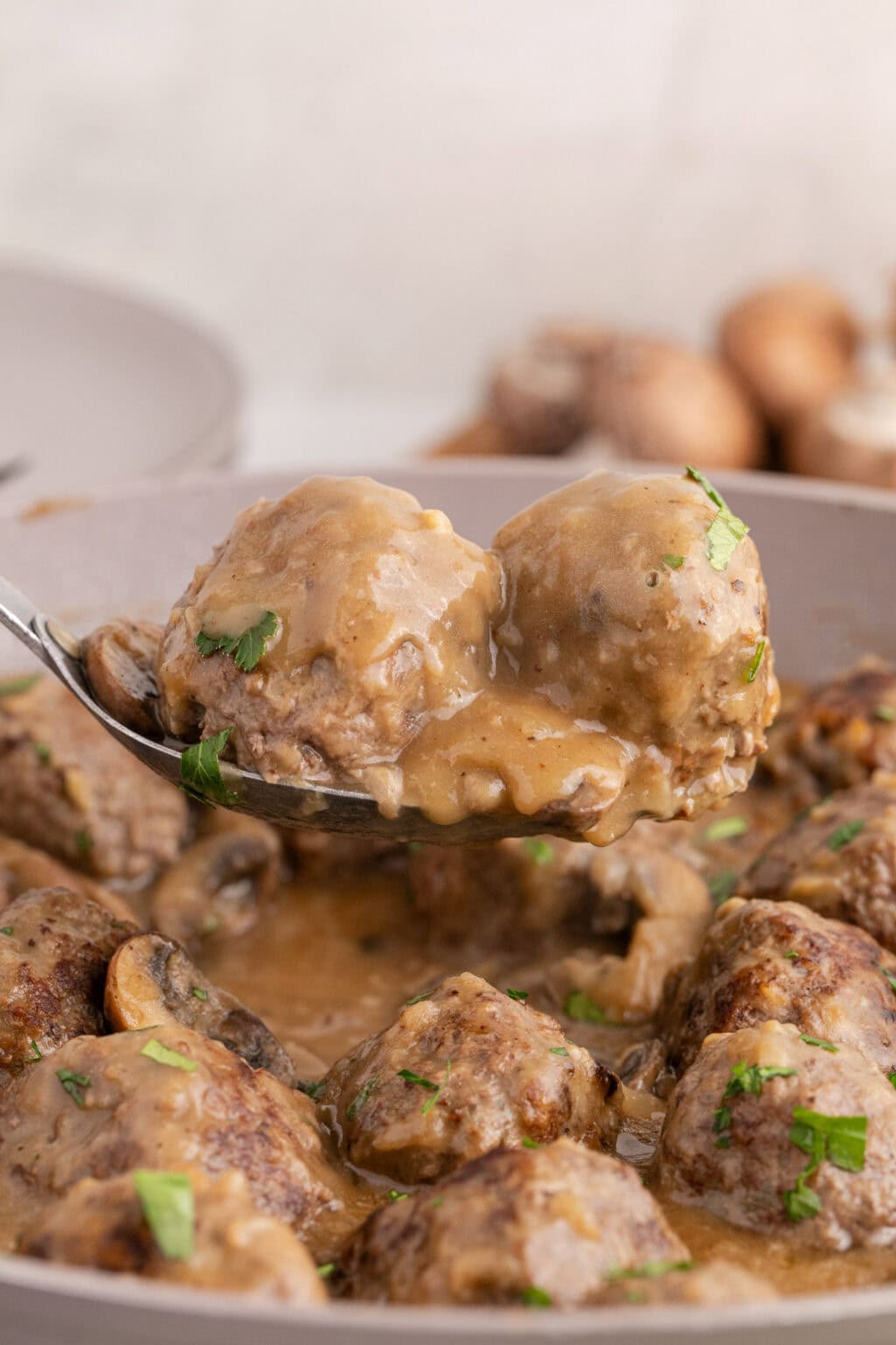 Salisbury Steak Meatballs - Amanda's Cookin' - Apps & Finger Foods
