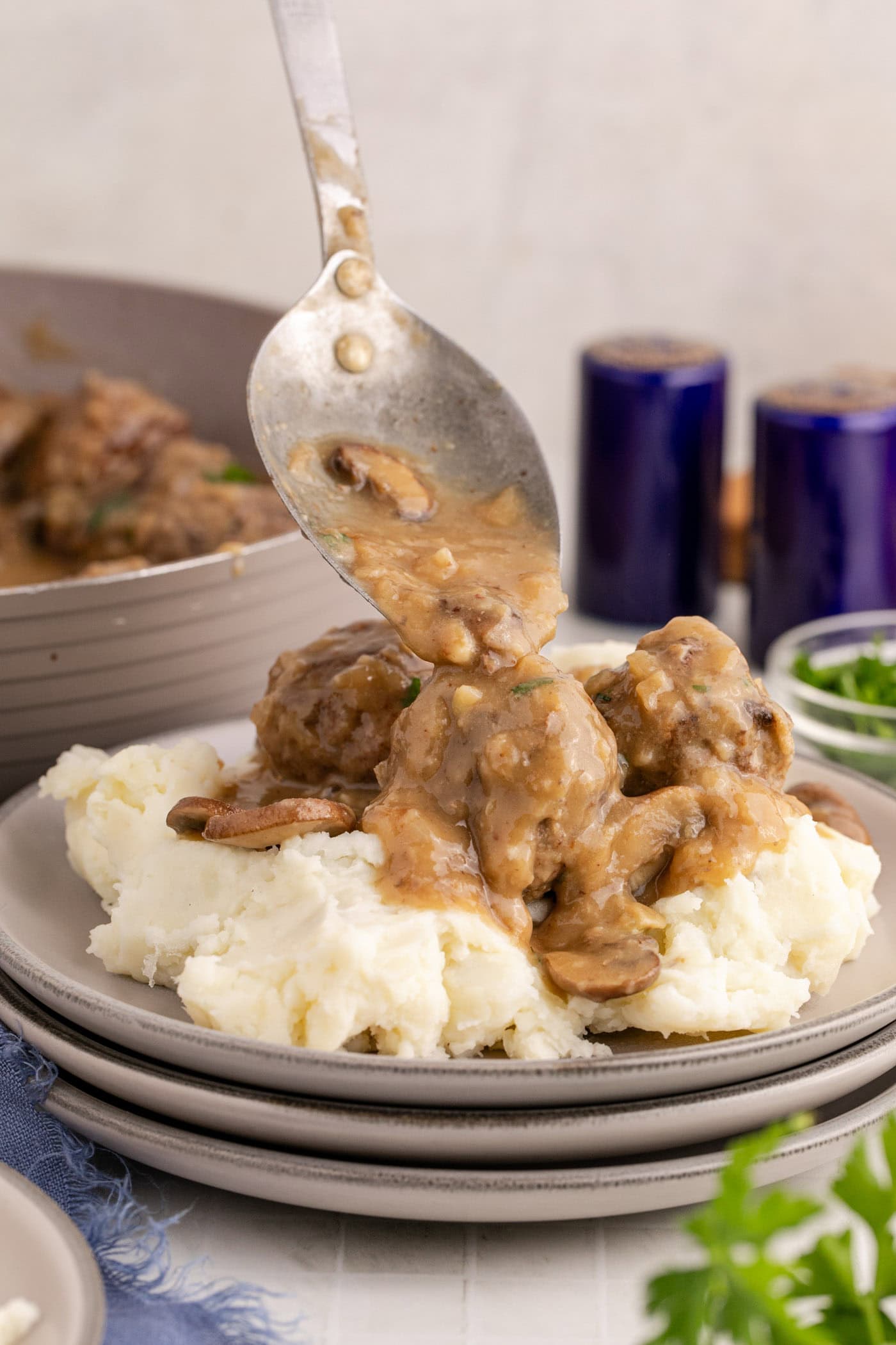 Salisbury Steak Meatballs - Amanda's Cookin' - Apps & Finger Foods