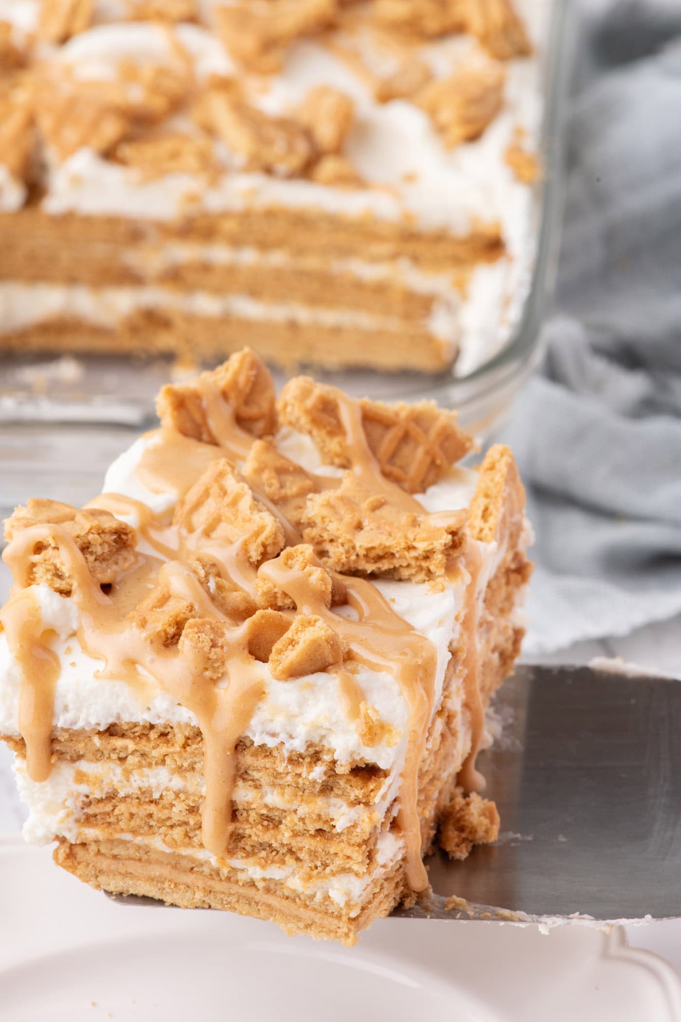 Nutter Butter Icebox Cake - Amanda's Cookin' - No Bake Desserts