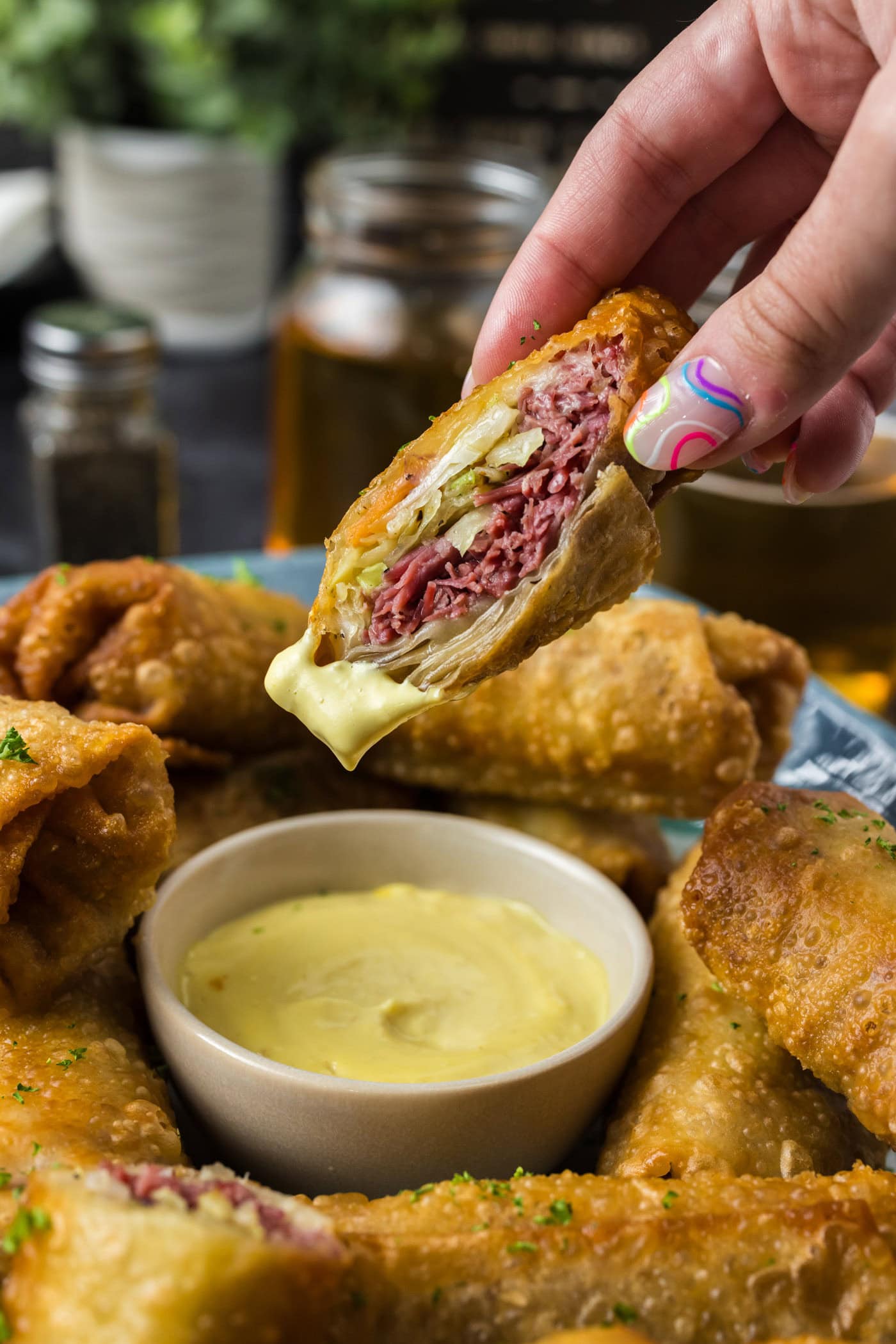 Corned Beef Egg Rolls - Amanda's Cookin' - Apps & Finger Foods