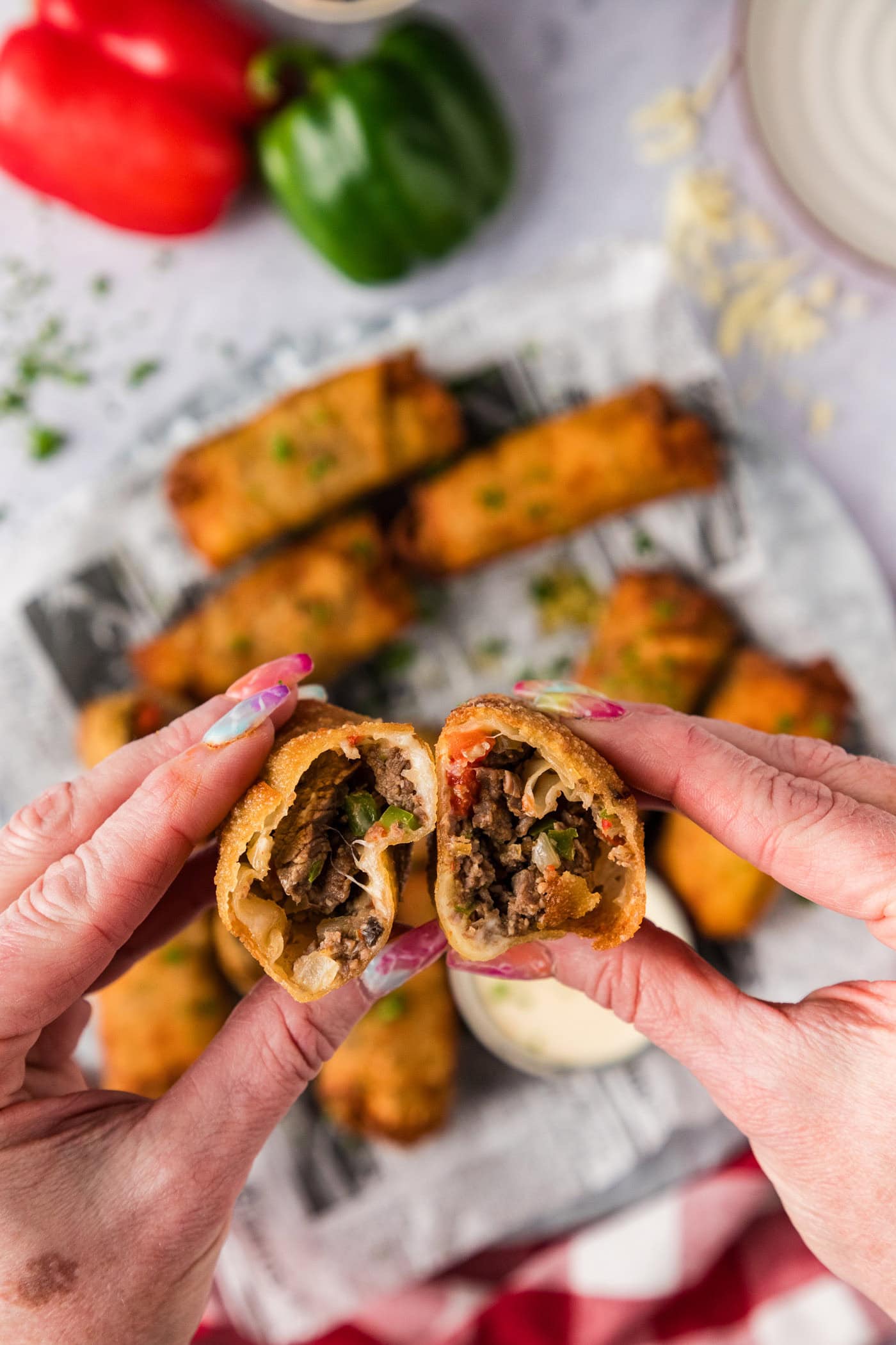 Philly Cheesesteak Egg Rolls - Amanda's Cookin' - Apps & Finger Foods