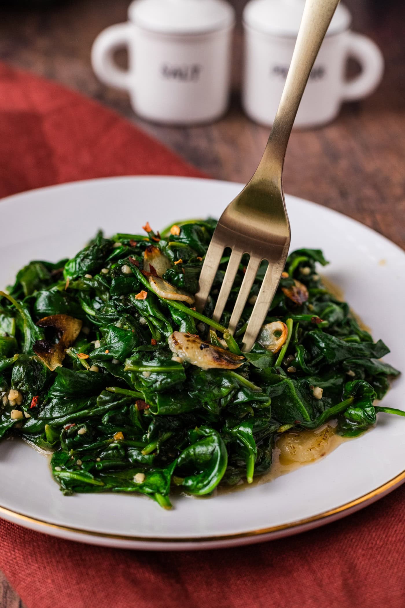 Stir Fried Spinach - Amanda's Cookin' - Vegetables
