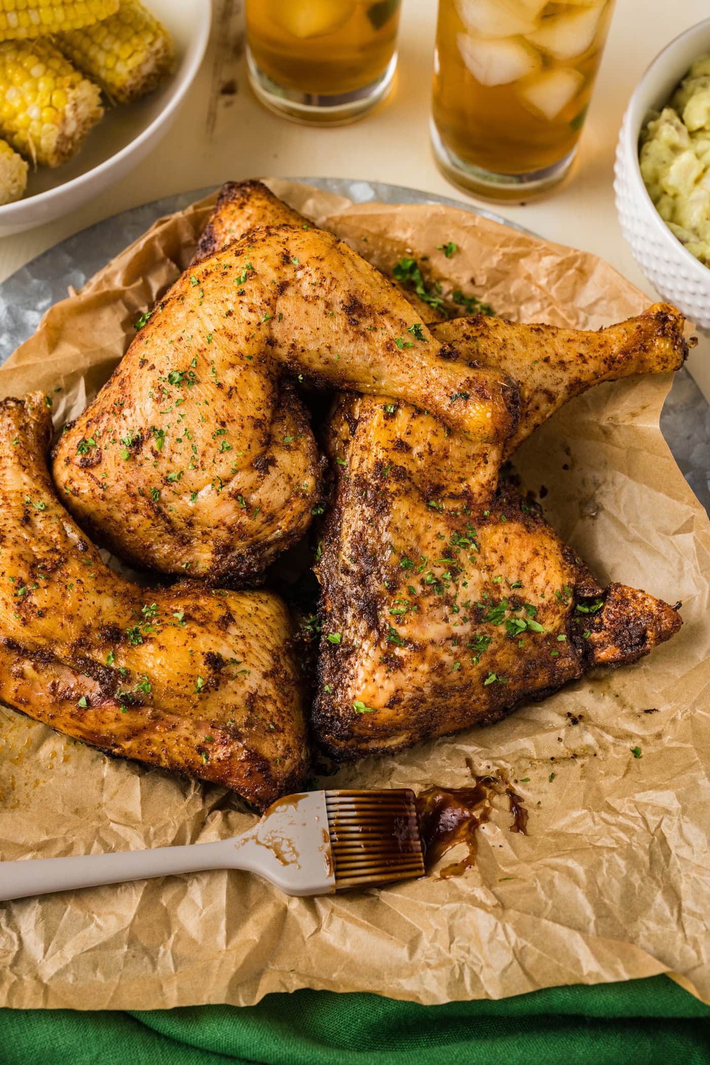 Smoked Chicken Quarters - Amanda's Cookin' - Chicken & Poultry