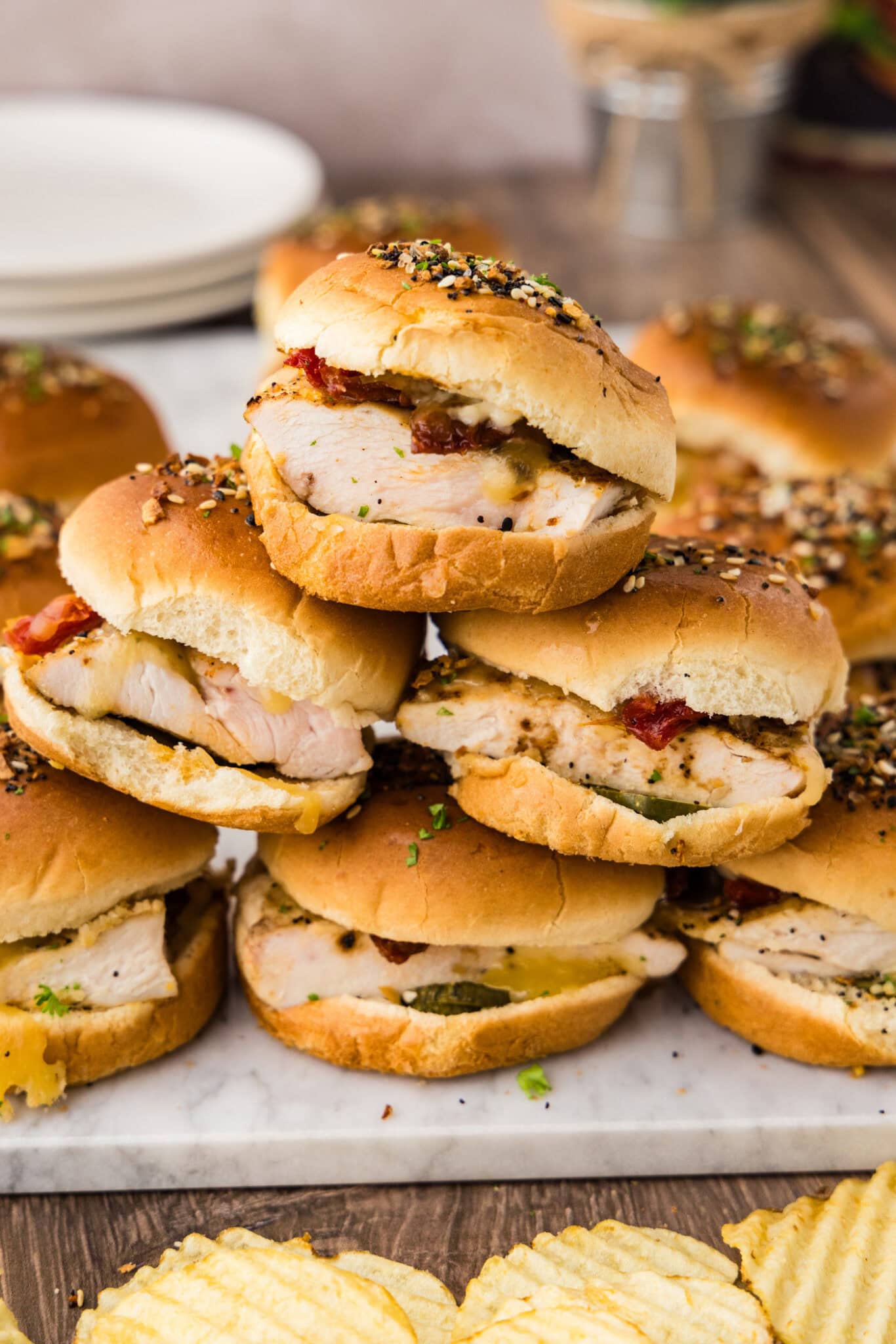 Gouda Chicken Sliders - Amanda's Cookin' - Apps & Finger Foods