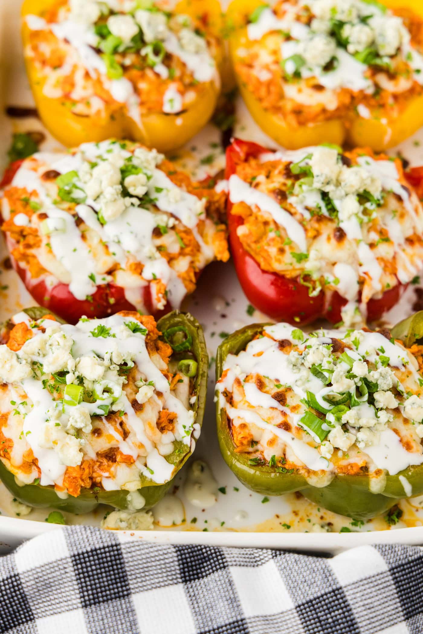 Buffalo Chicken Stuffed Peppers - Amanda's Cookin' - Chicken & Poultry